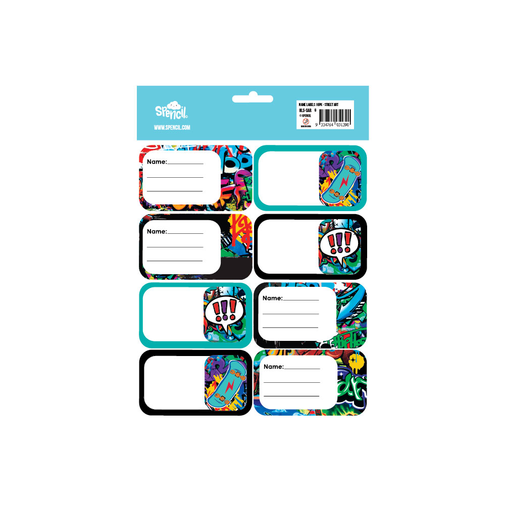 Spencil Street Art Name & Subject Labels Sheet 16 - Kiwi Business