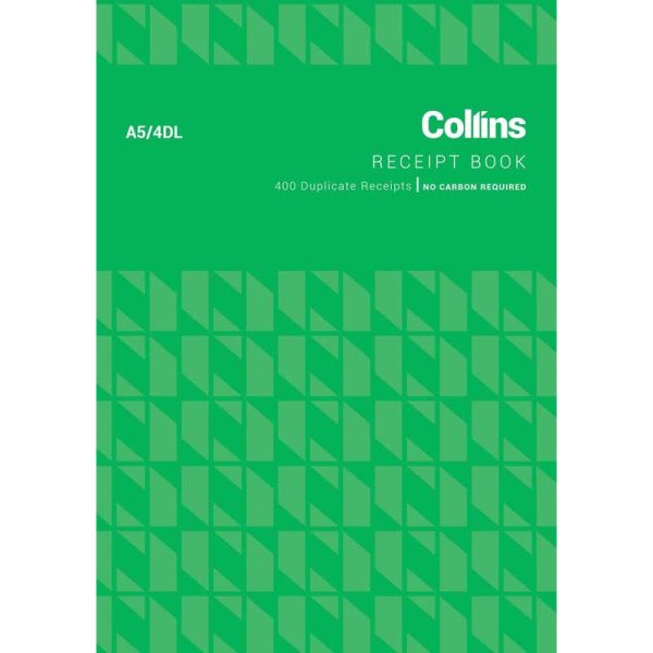Collins Cash Receipt A5 4DL 100 Leaf Duplicate No Carbon Required ...