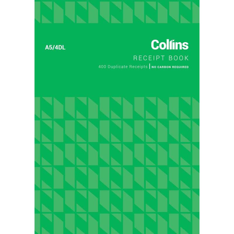 Collins Cash Receipt A5 4DL 100 Leaf Duplicate No Carbon Required ...