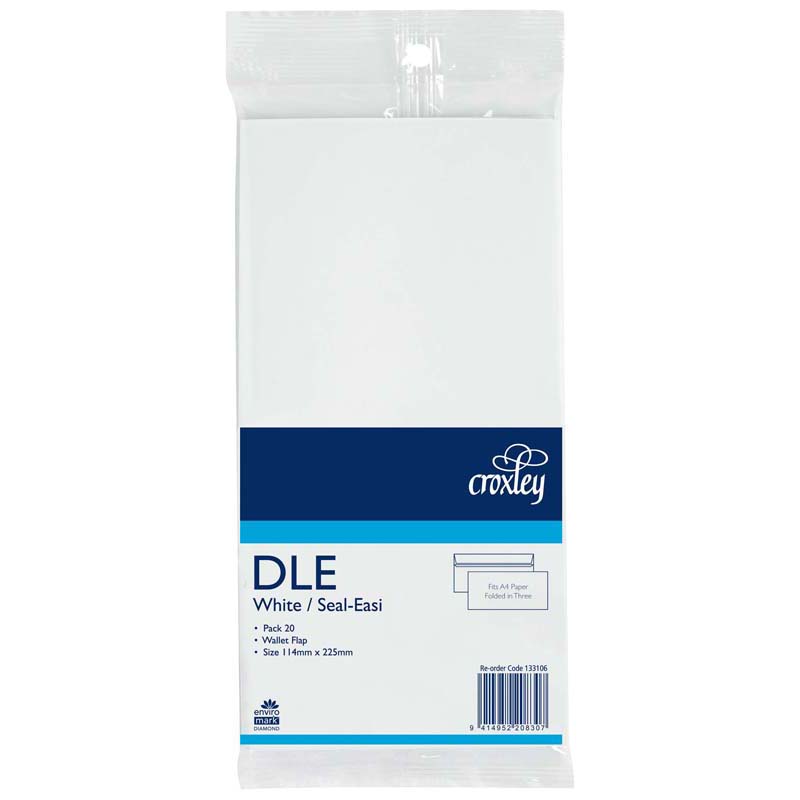 Croxley Envelope DLE Seal Easi 20 Pack Hangsell - Kiwi Business
