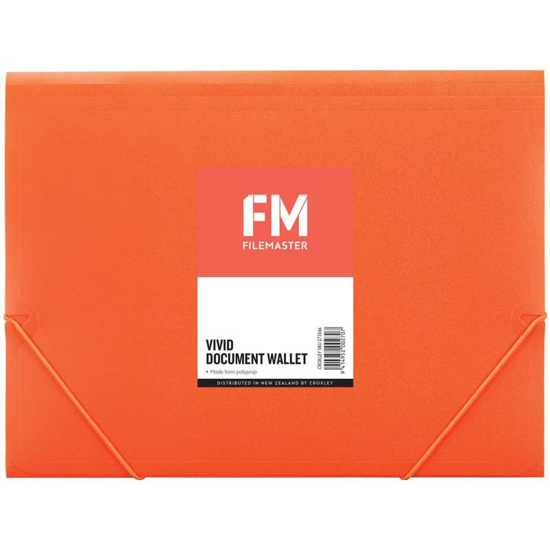 FM Document Wallet Vivid Burnt Orange A4 - Kiwi Business