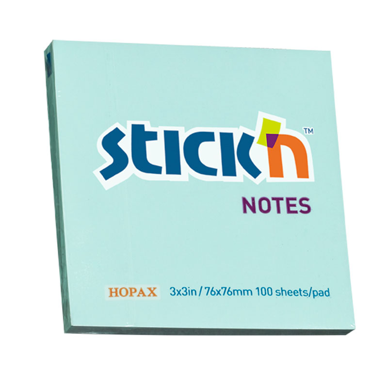 Stick'n Notes Blue 76x76mm 100 Sheet Pad - Kiwi Business