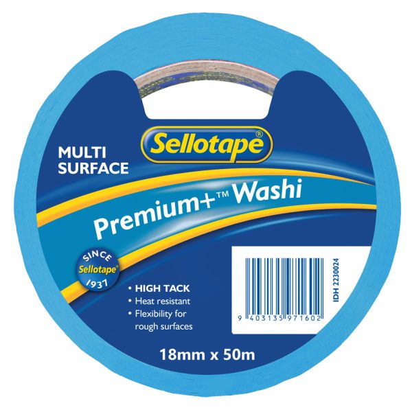 Sellotape Washi Premium+ Multi Surface 18mm x 50m - Kiwi Business