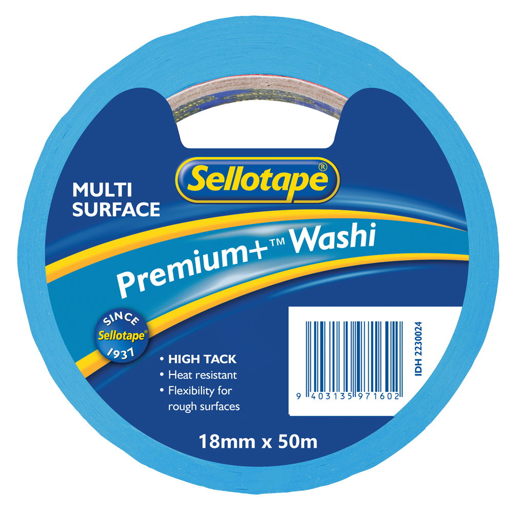 Sellotape Washi Premium+ Multi Surface 18mm x 50m - Kiwi Business