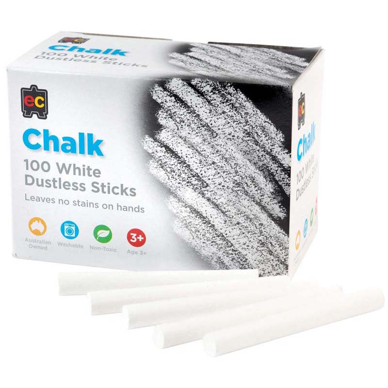 EC Dustless Chalk White Box 100 - Kiwi Business