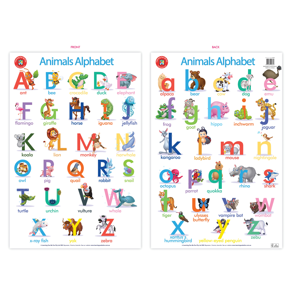 LCBF Wall Chart The Alphabet of Animals Poster - Kiwi Business