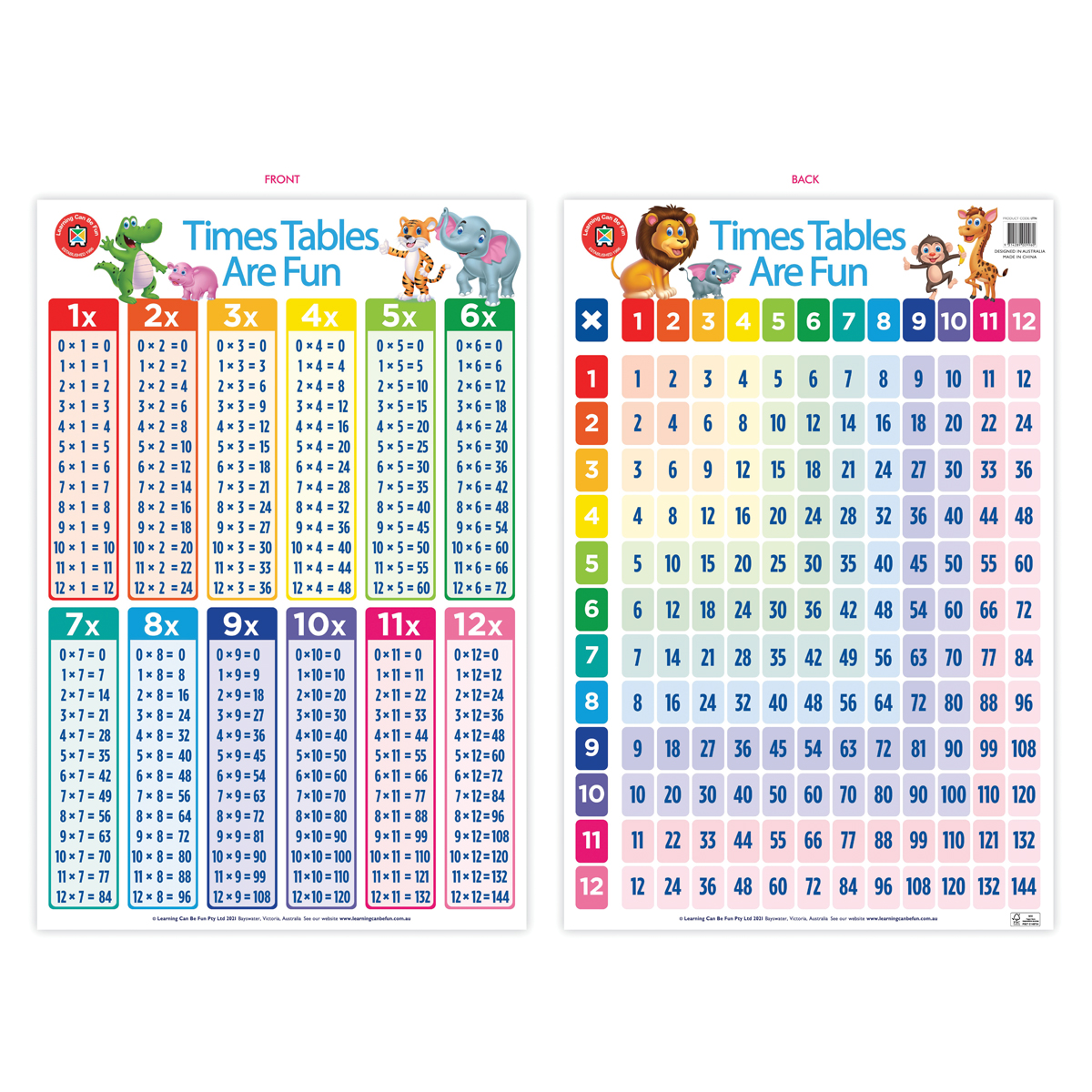 LCBF Wall Chart Times Tables Are Fun Poster - Kiwi Business
