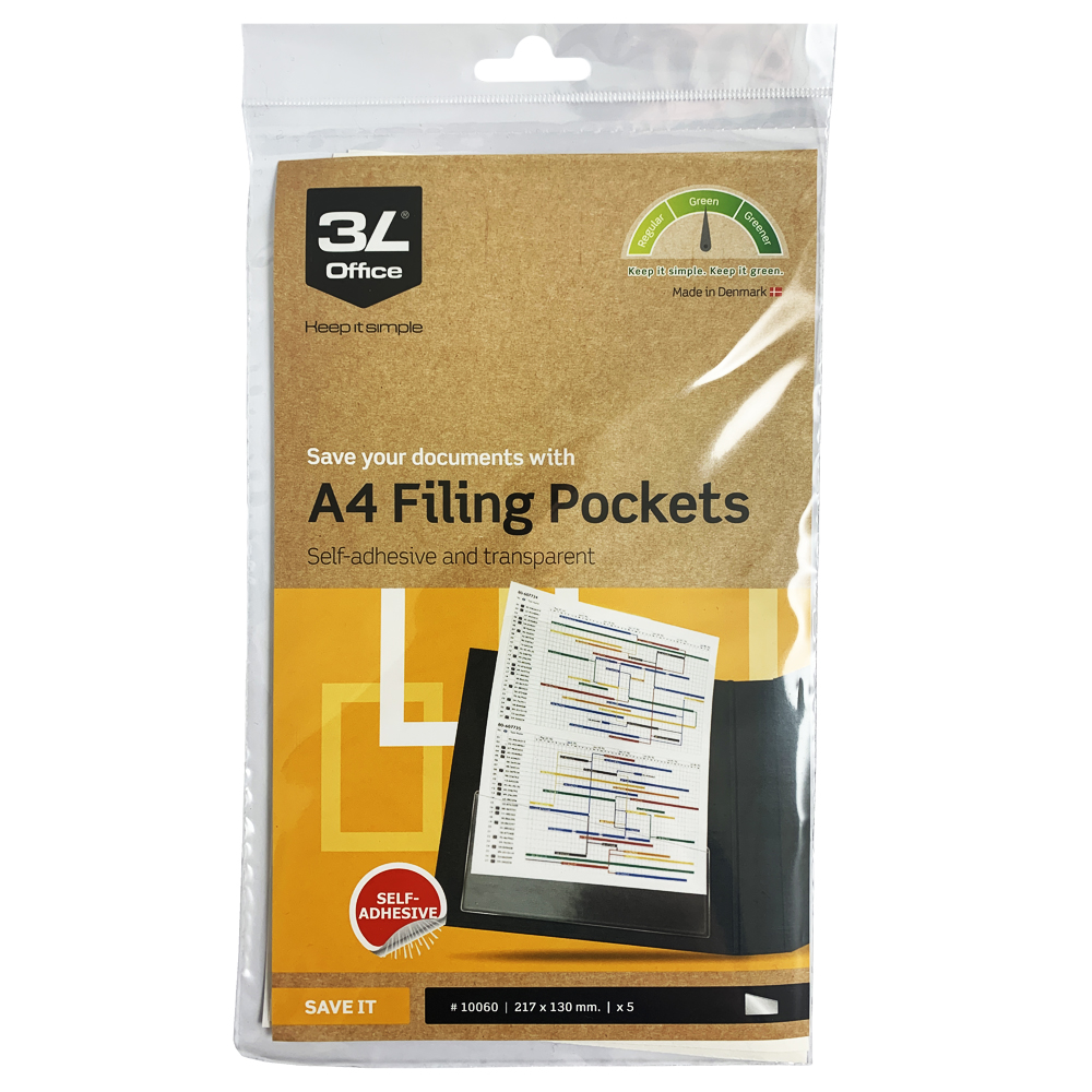 3L Filing Packets A4 217x130mm 5 Pack - Kiwi Business