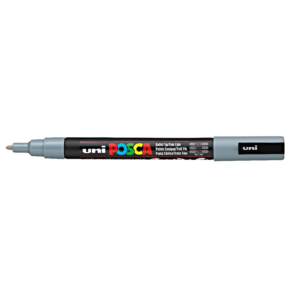 Uni Posca Marker 0.7mm Ultra-Fine Round Tip Grey PC-1M - Kiwi Business