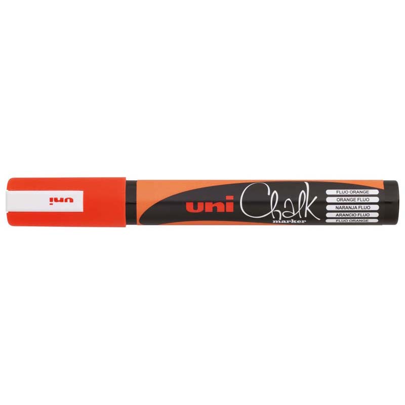 Uni Chalk Marker 1.8-2.5mm Bullet Tip Fluoro Orange PWE-5M - Kiwi Business