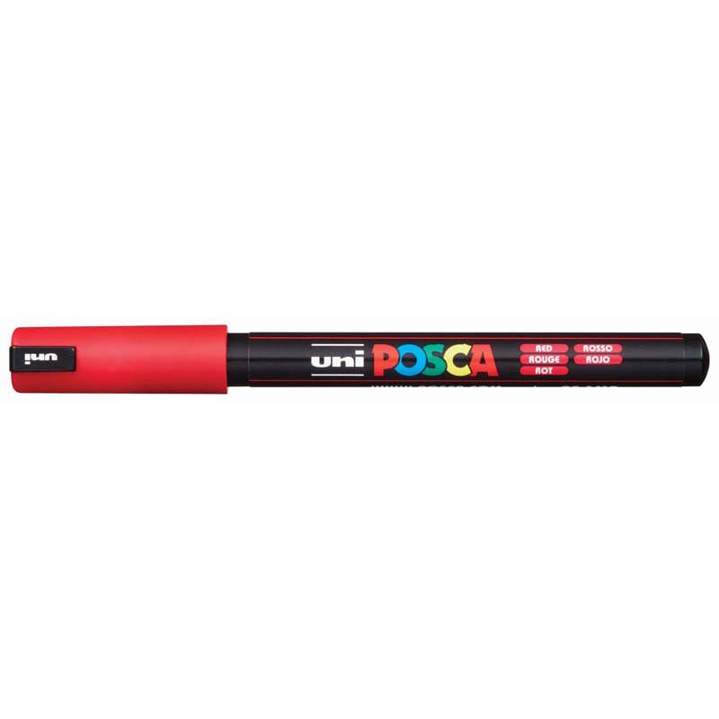 Uni Posca Marker 0.7mm Ultra-Fine Pin Tip Red PC-1MR - Kiwi Business