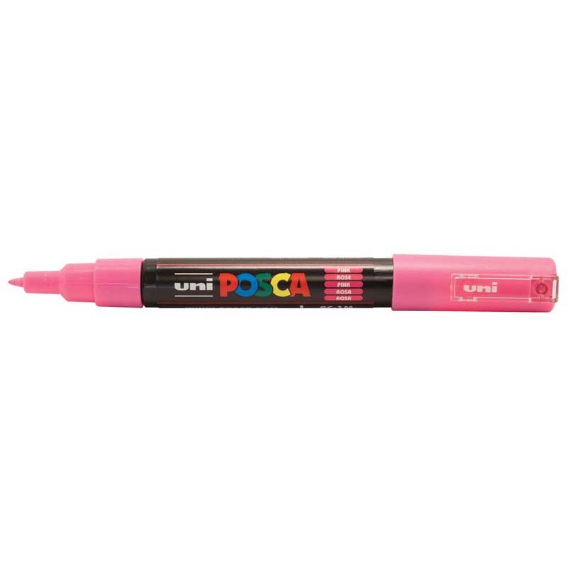 Uni Posca Marker 0.7mm Ultra-Fine Round Tip Pink PC-1M - Kiwi Business