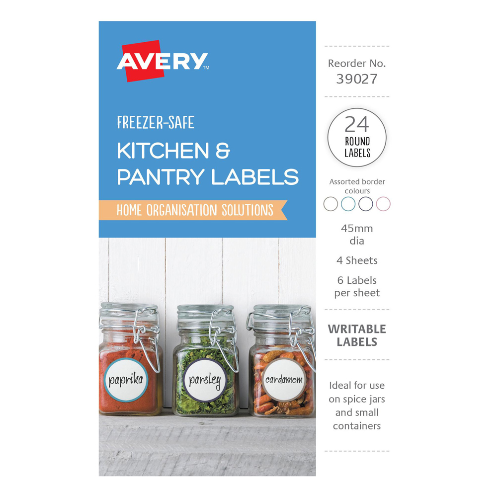 Avery Assorted Freezer Labels A6 Circle 45mm 6up 4 Sheets - Kiwi Business