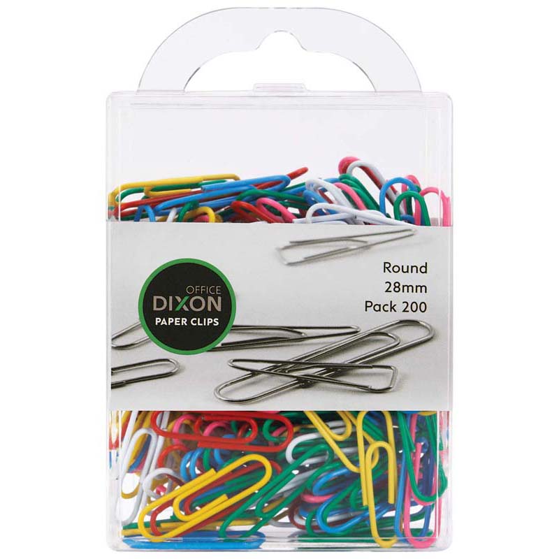 Dixon Paper Clips 28mm Round Coloured Pack 200 - Kiwi Business