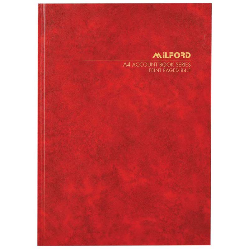 Milford A4 84lf Feint Paged Book Hard Cover - Kiwi Business