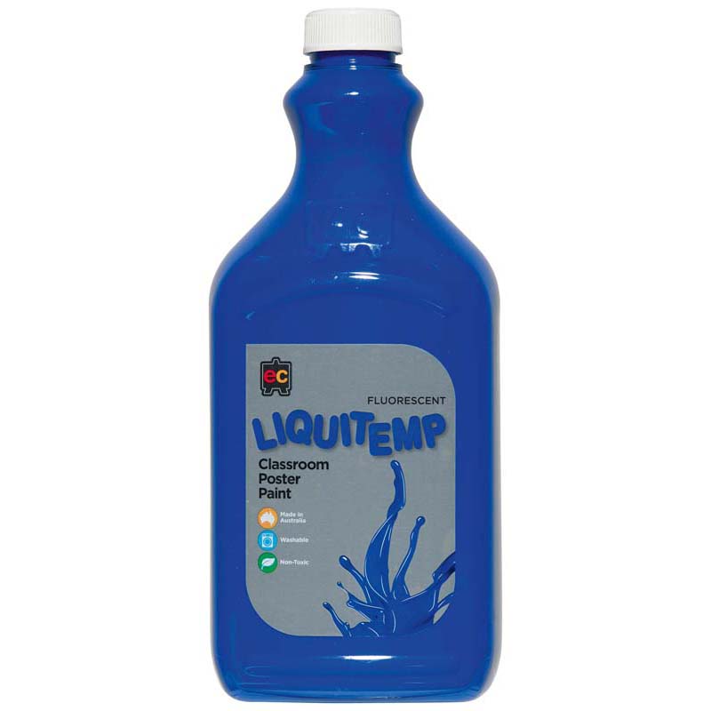 Fluoro Liquitemp Poster Paint 500ml Blue - Kiwi Business