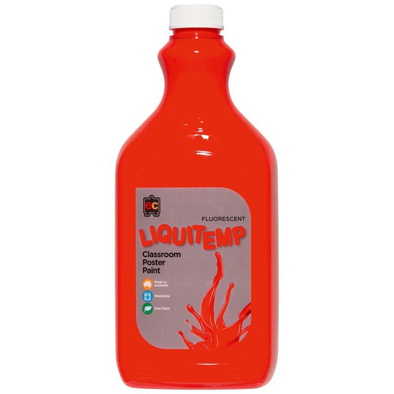 Fluoro Liquitemp Poster Paint 500ml Scarlet - Kiwi Business