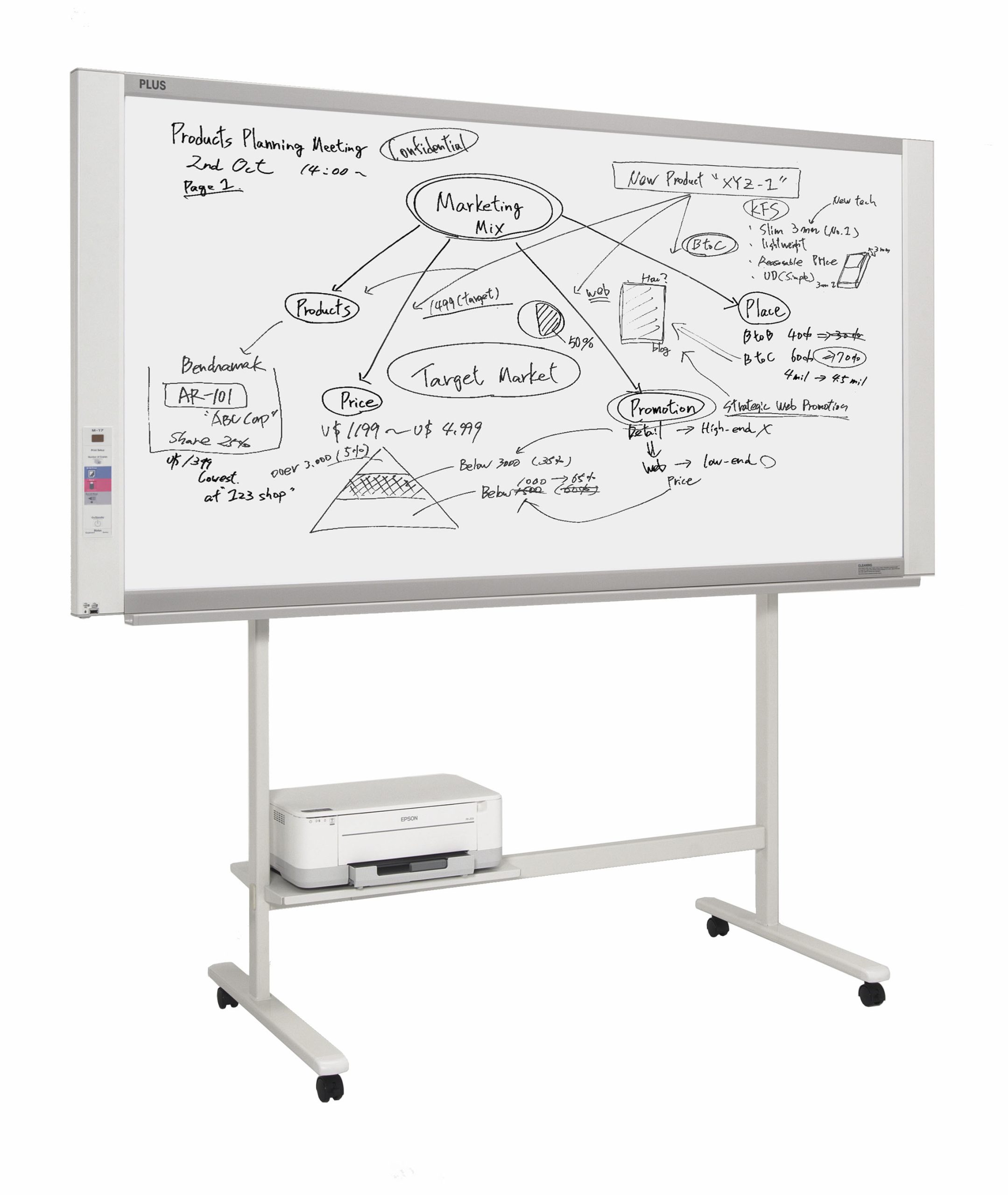 Whiteboard M17W WIDE + Stand + Printer - Kiwi Business