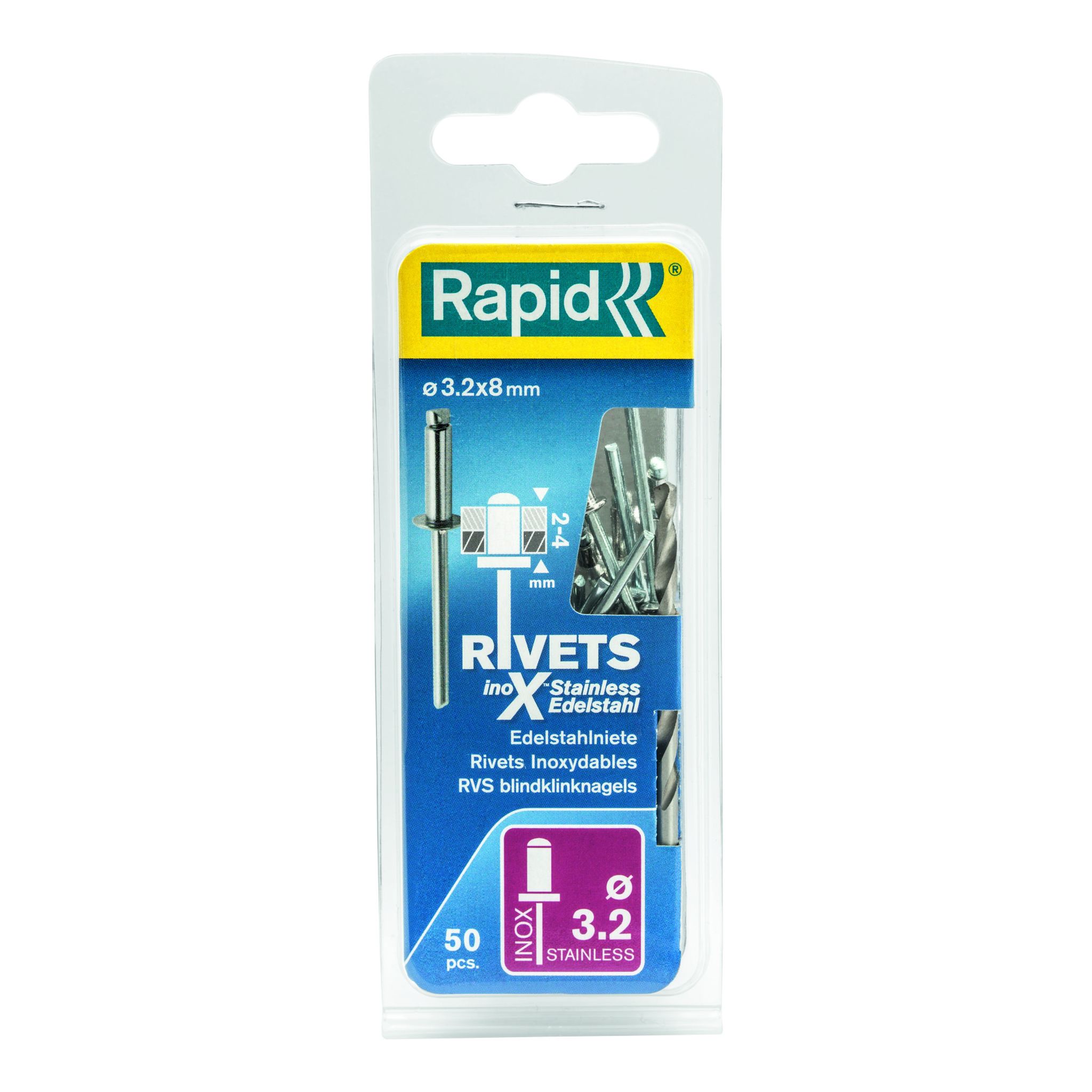 Rapid Rivets 3.2x8mm S/Steel 50pc 5000393 - Kiwi Business