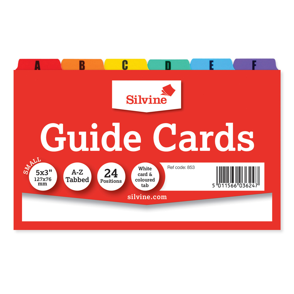 Silvine Guide Cards 5x3 A-Z Coloured Tabs - Kiwi Business