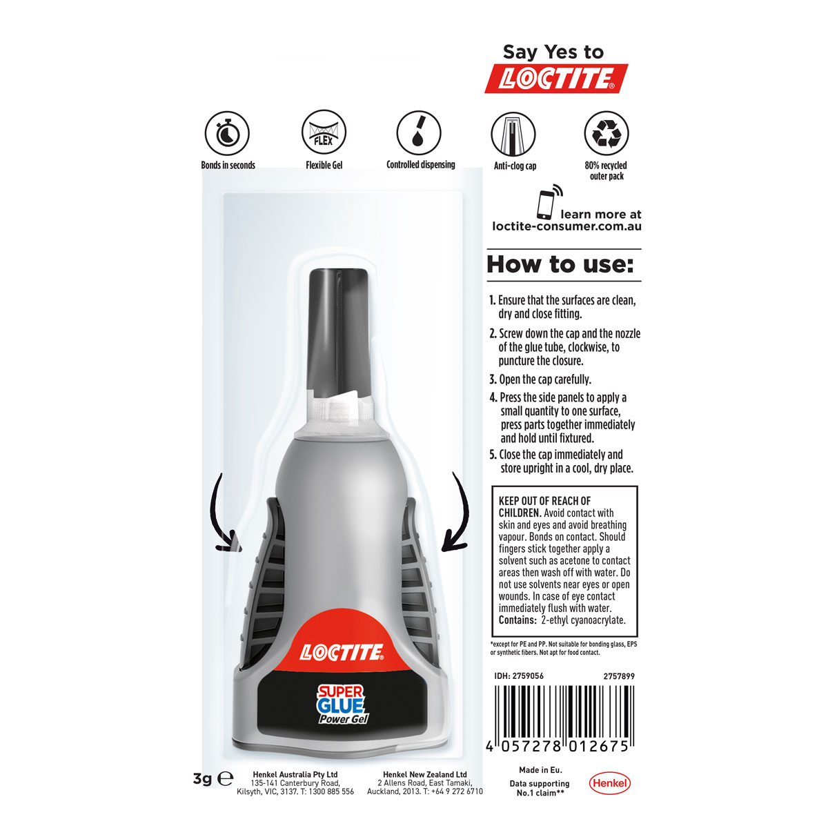 Loctite Superglue Power Flex Gel Control 3g - Kiwi Business