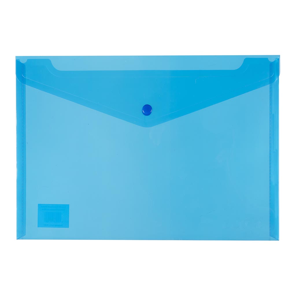 Icon PP Document Wallet A4 Button Closure Blue - Kiwi Business